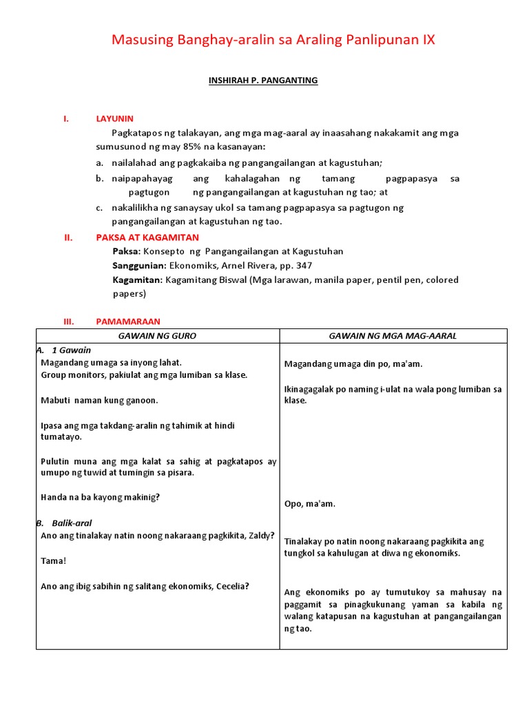 LessonPlan Panganting, I | PDF