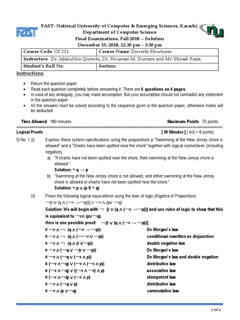 Discrete+Structures+Final+Paper+Fall+2018+ +soln | PDF | Vertex (Graph ... Discrete+Structures+Final+Paper+Fall+2018+ +soln | PDF | Vertex (Graph ...
