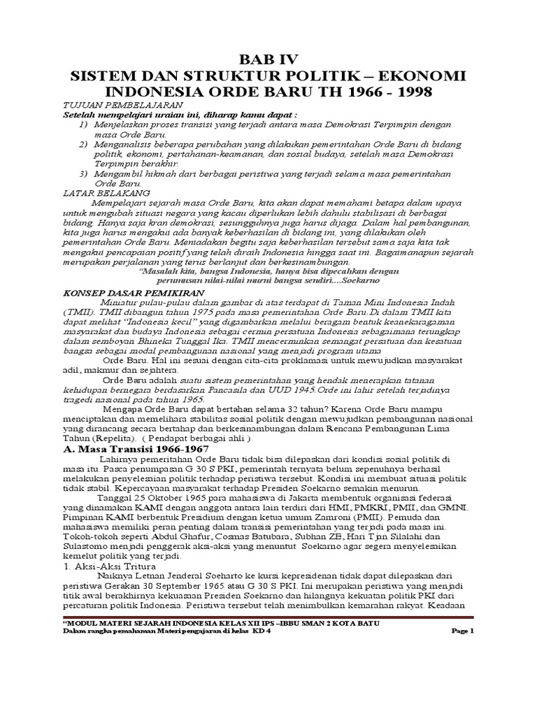 Modul KD 4 Orde Baru | PDF