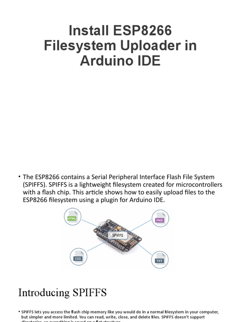 Install Esp8266 Filesystem Uploader In Arduino Ide Pdf File System Computer File