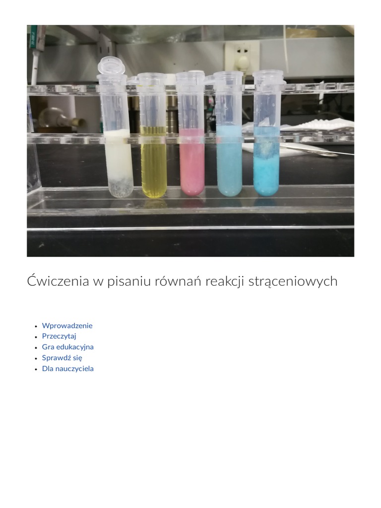 Cwiczenia W Pisaniu Rownan Reakc | PDF