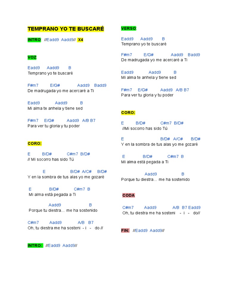 Letra de "Temprano yo te buscaré" | PDF