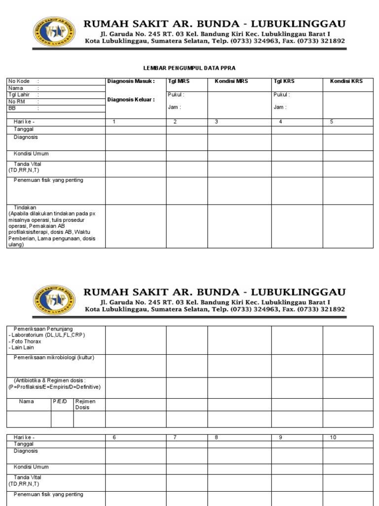 Lembar Pengumpulan Data PPRA (Form1) | PDF