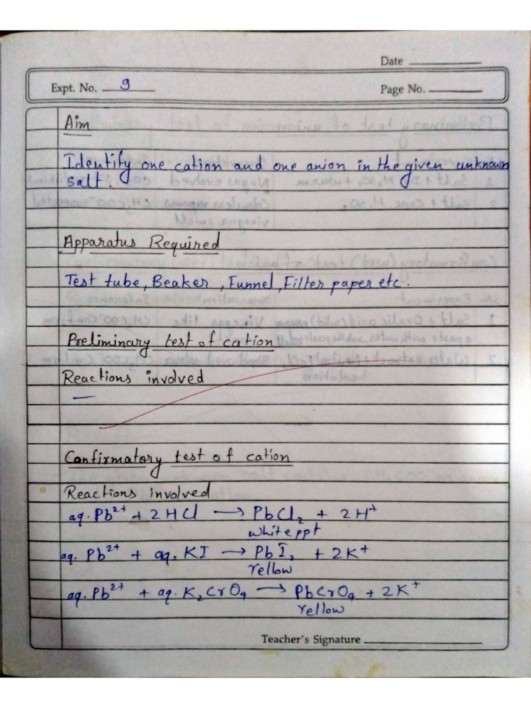 Experiment 9-Salt Analysis ( (CH3COO) 2PB) | PDF