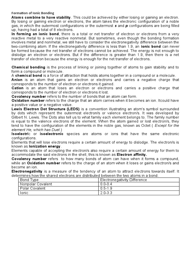 Understanding Ionic Bond Formation | PDF | Ion | Chemical Bond