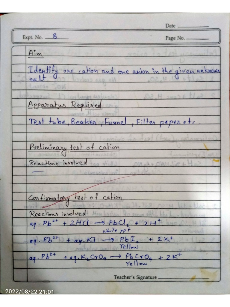 Experiment 8-Salt Analysis (PBCl2) | PDF