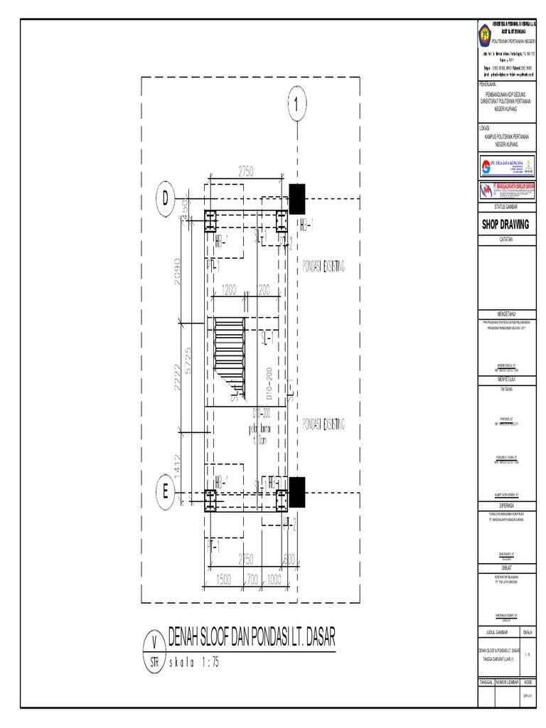 Denah Sloof Dan Pondasi Lt. Dasar: Shop Drawing | PDF