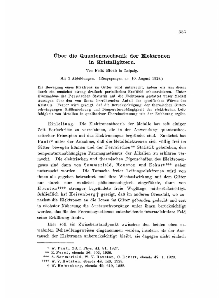 Felix Bloch - 1929 | PDF