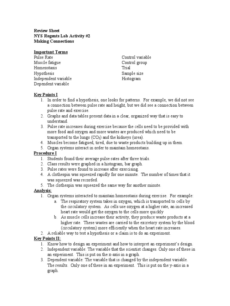 Making Connections Lab Review Sheet-1 | PDF | Experiment | Blood