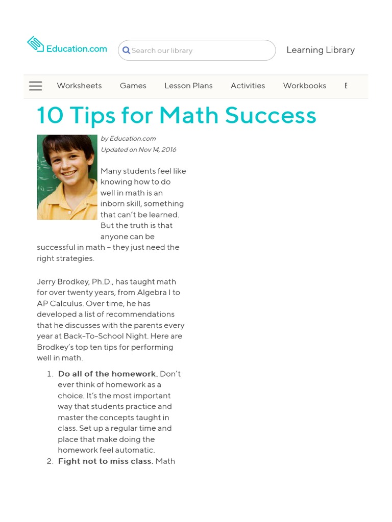 10 Tips For Math Success | PDF