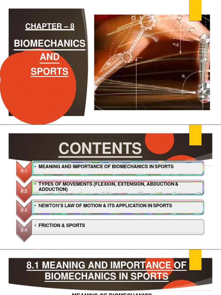 8.biomechanics and Sports | PDF | Anatomical Terms Of Motion | Friction