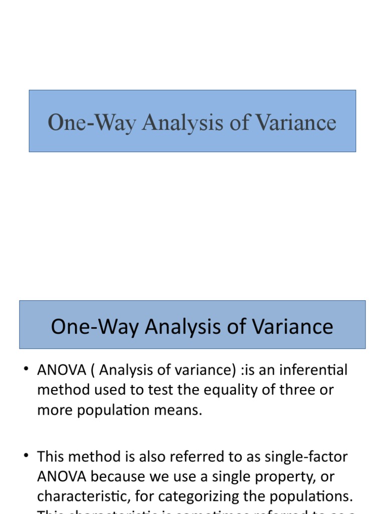 One-Way ANOVA Explained: Methods & Examples | PDF | Wellness