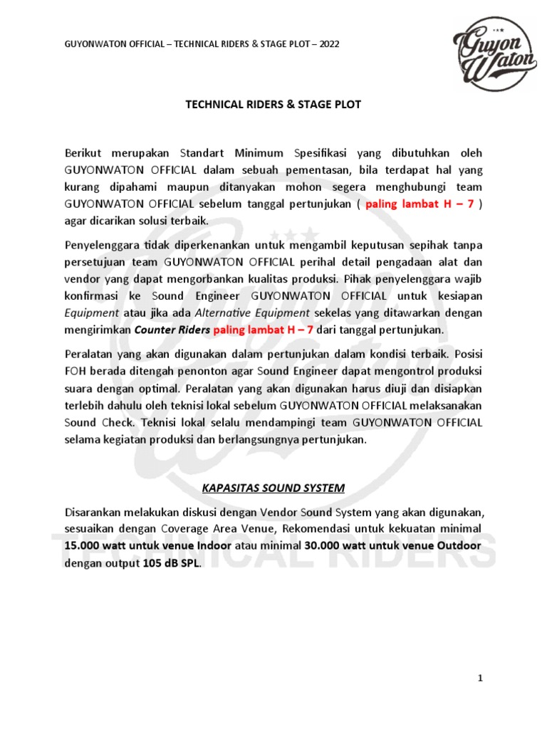Technical Riders Guyon Waton 2022 | PDF
