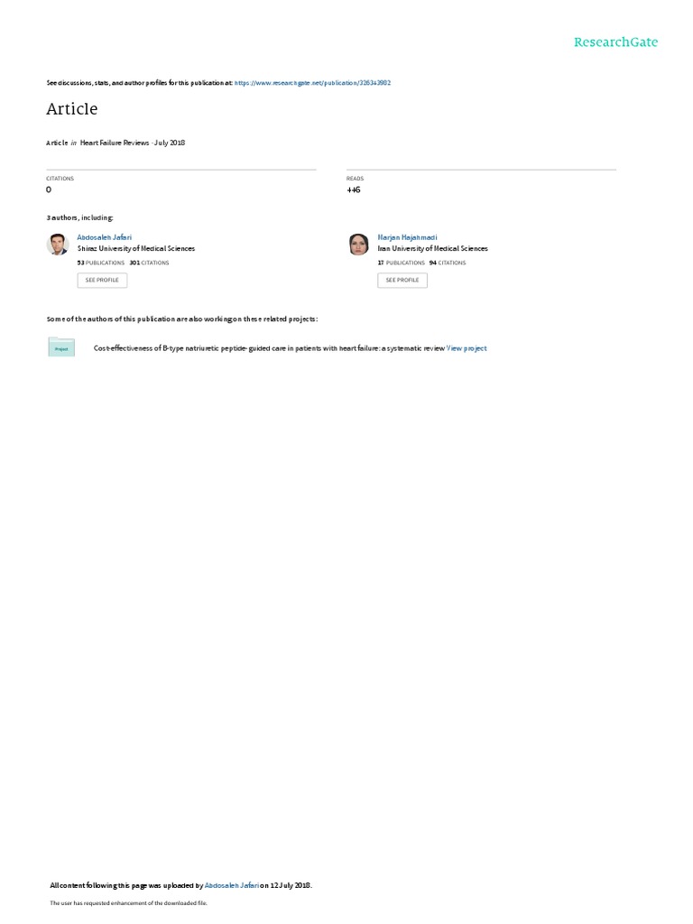 Article | PDF | Heart Failure | Cost Effectiveness Analysis