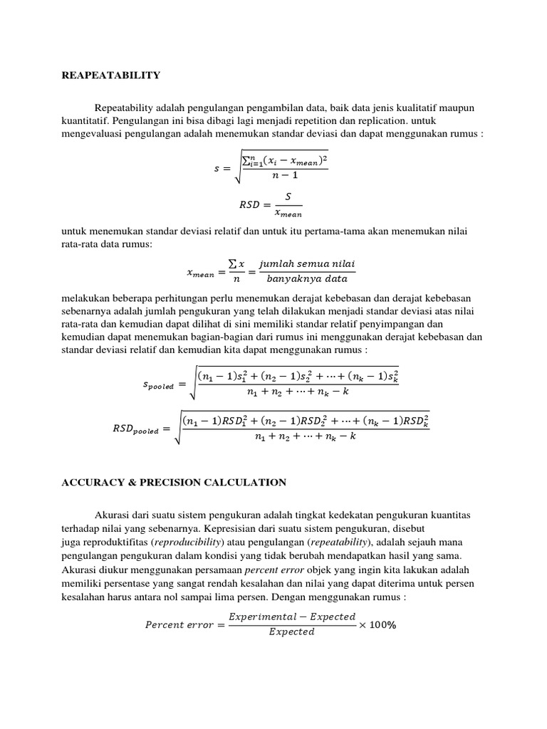 REPEATABILITY AND ACCURACY | PDF