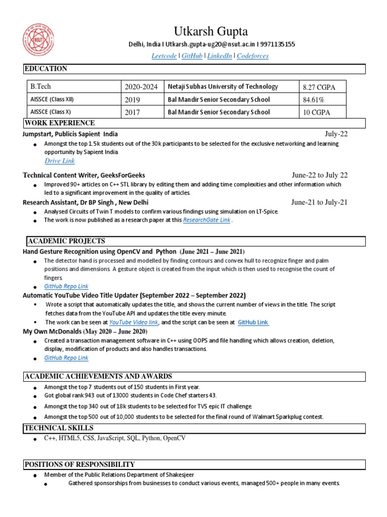 UtkarshGupta Resume | PDF | Computing | Software Development