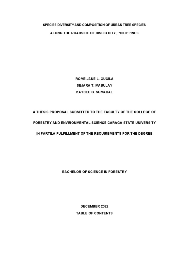 Species Diversity And Composition Of Urban Tree Species Pdf
