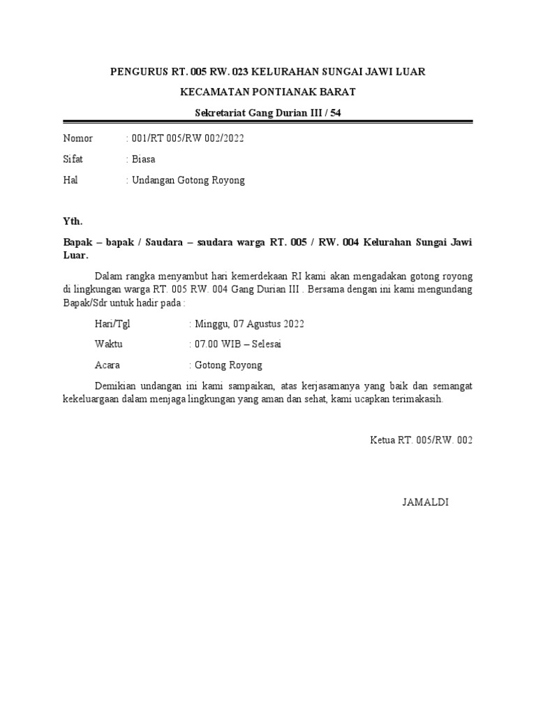 Surat Gotong Royong | PDF