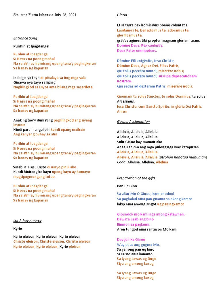 Fiesta Mass Lyrics | PDF