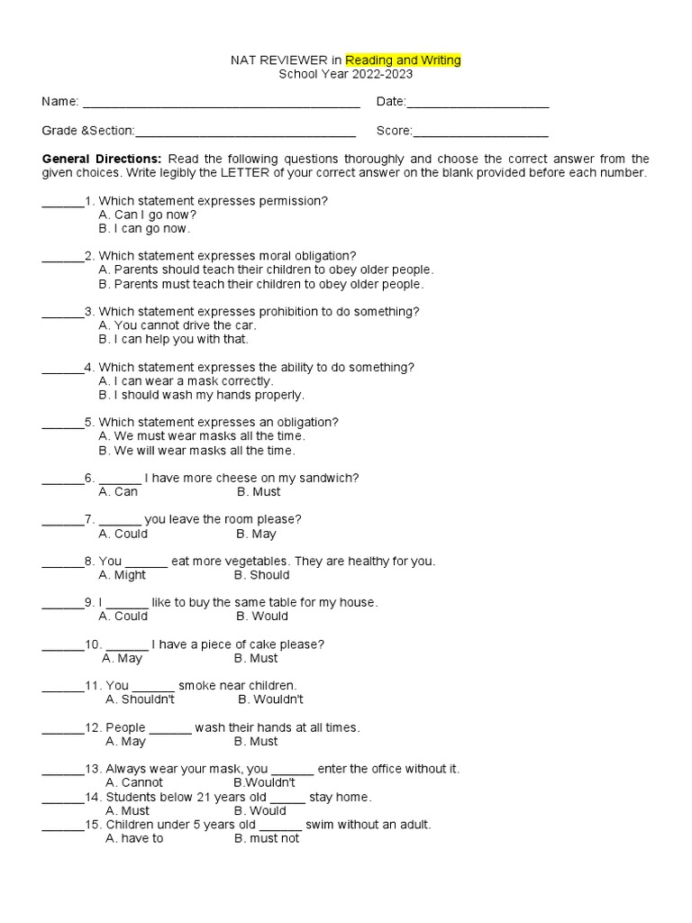 Reading and Writing NAT Reviewer 2023 | PDF | Social Science