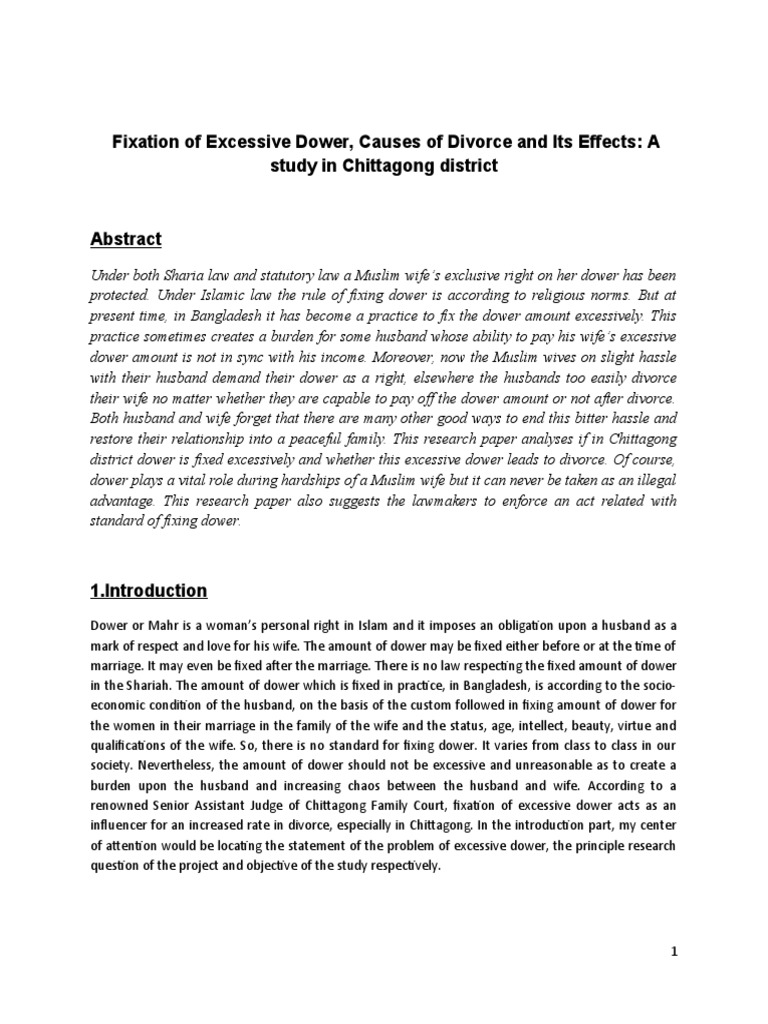 Excessive Dower Project | PDF | Wife | Marriage