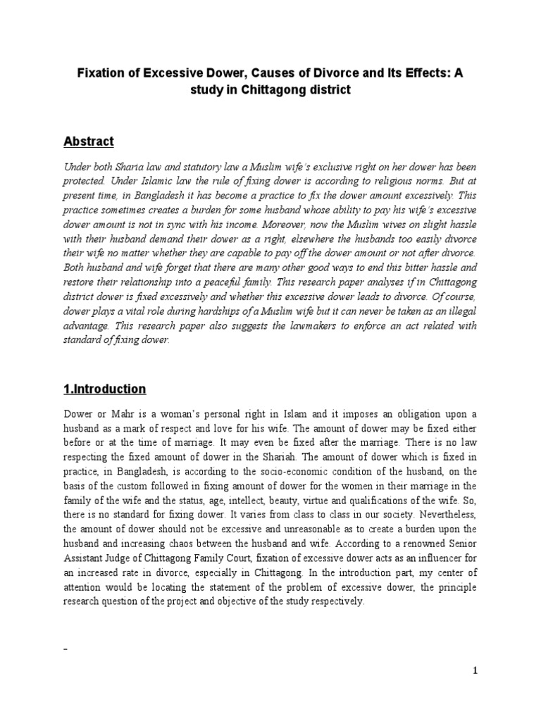 Fixation of Excessive Dower | PDF | Wife | Marriage
