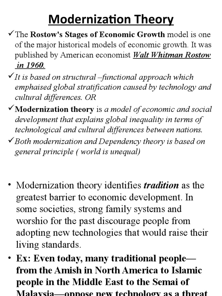 Modernization Theory by Rostow | PDF | Economic Growth | Agriculture