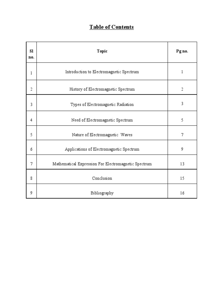 Electromagnetic Spectrum Table of Contents | PDF | Electromagnetic ...