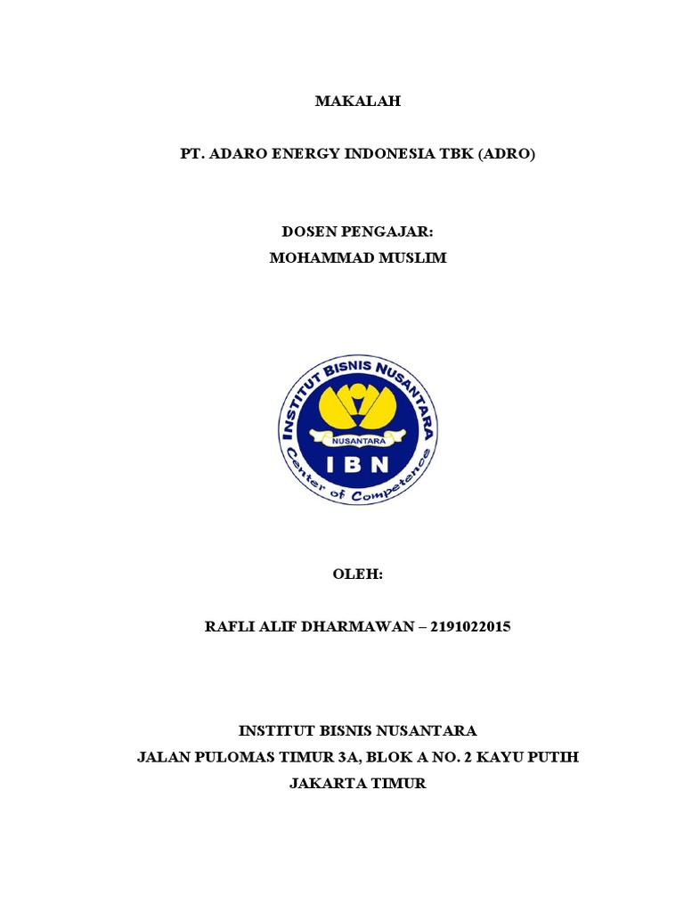 Profil dan Struktur PT Adaro Energy Tbk | PDF | Bisnis | Teknologi ...