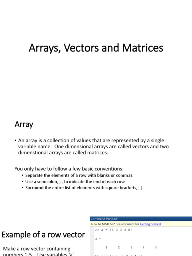 Arrays Vectors Matrices | PDF | Matrix (Mathematics) | Array Data Structure Arrays Vectors Matrices | PDF | Matrix (Mathematics) | Array Data Structure
