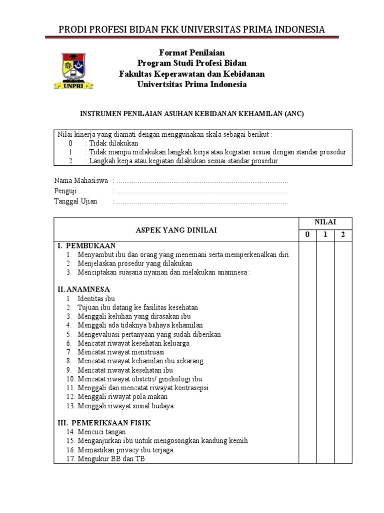 Format Penilaian Osce Anc & Kasus | PDF | Kesehatan Holistik