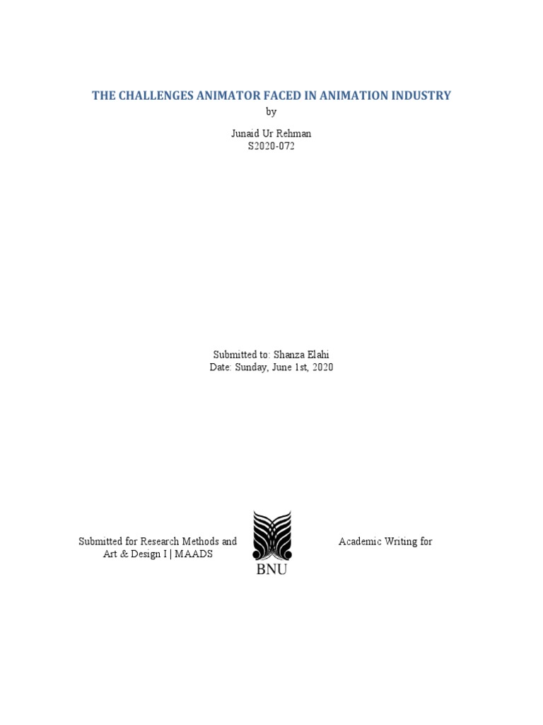 Junaid Ur Rehman The Challenges Animator Faced in Animation Industry | PDF | 3 D Computer ...