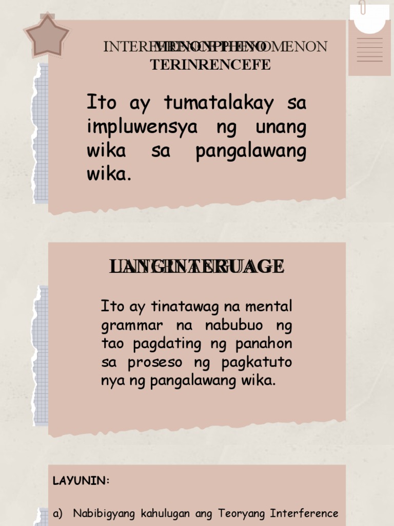 Teoryang Interference Pheomenon at Interlanguage | PDF