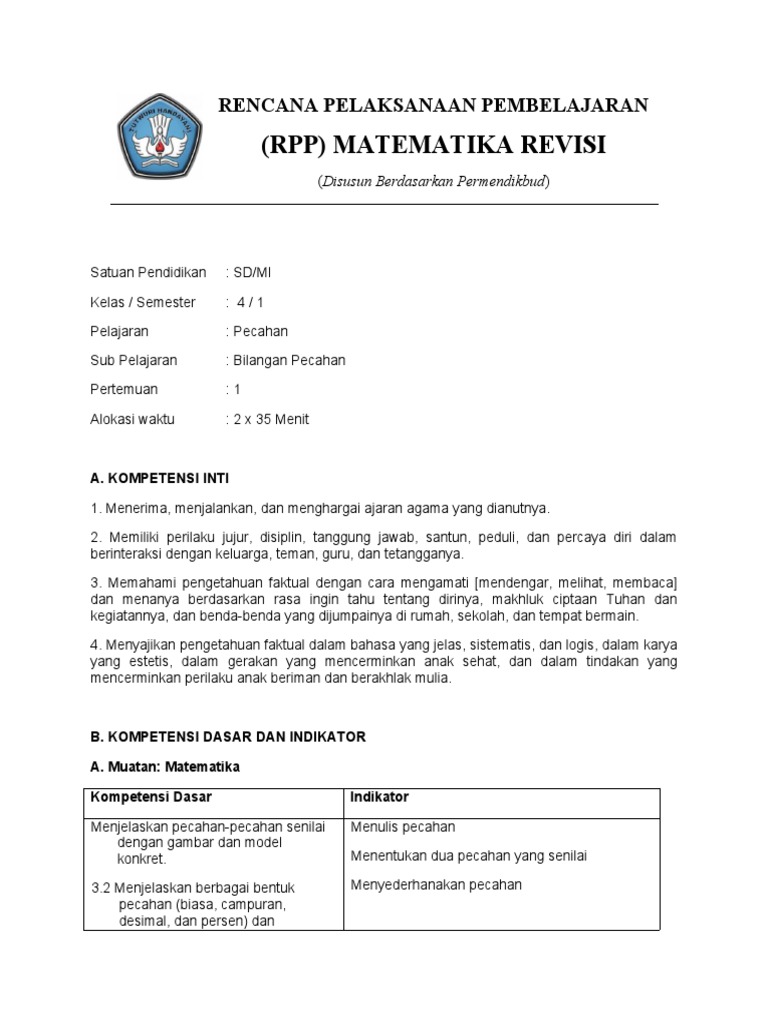 RPP Kelas 2 SD | PDF