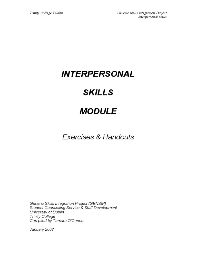 Interpersonal Skills Exercises | PDF | Nonverbal Communication ...