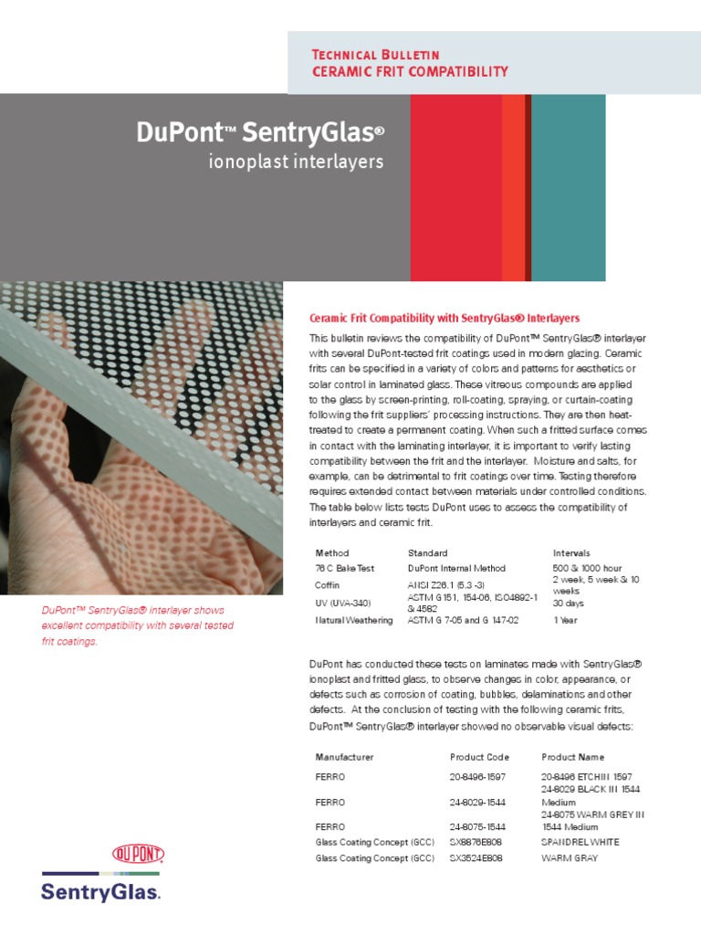Sentryglas Frit Compatibility | PDF | Ceramics | Glasses
