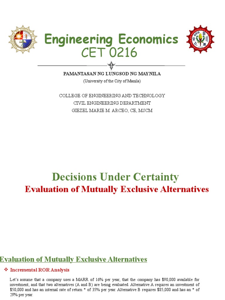 Incremental ROR Analysis for Alternatives | PDF | Internal Rate Of ...