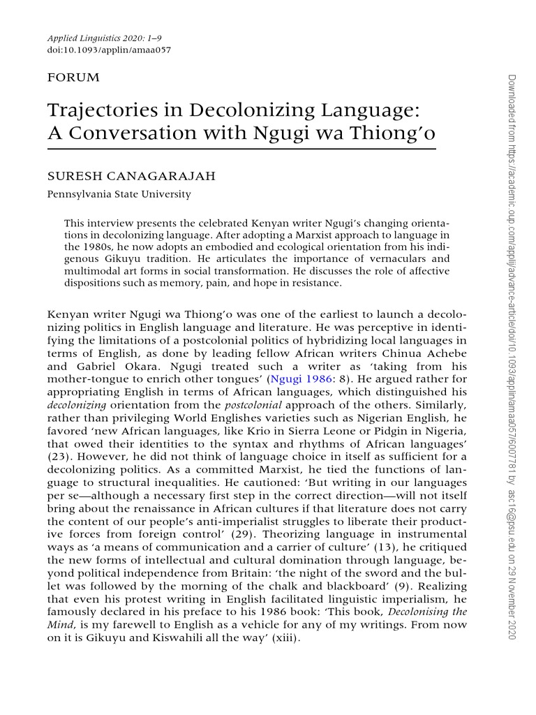 Trajectories in Decolonizing Language A | PDF | Intersectionality | Hierarchy