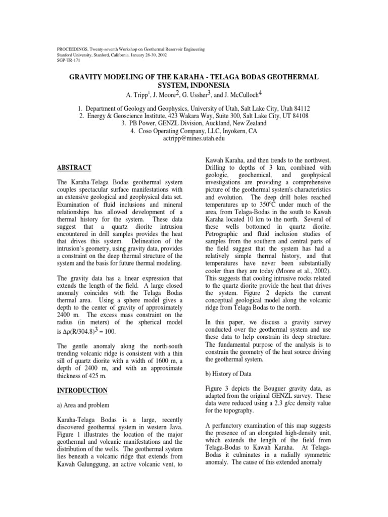 Tripp DKK 2002-Karaha Gravity Modelling | PDF | Sphere | Geophysics