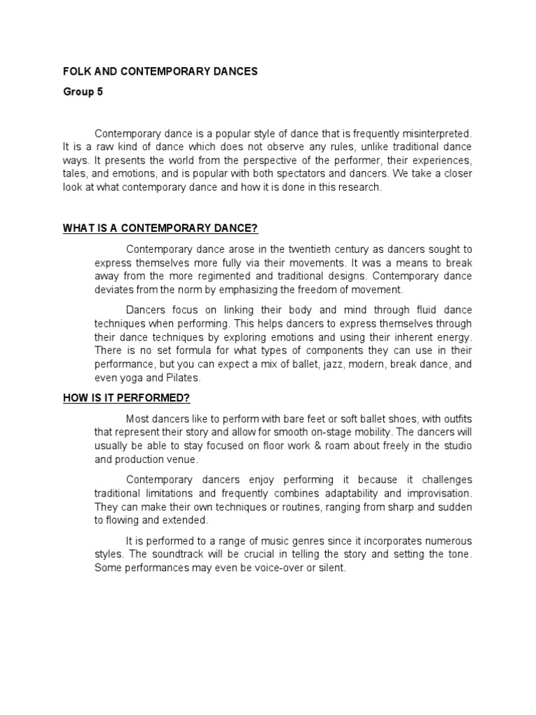 Contemporary Dance Research | PDF | Dances | Ballet