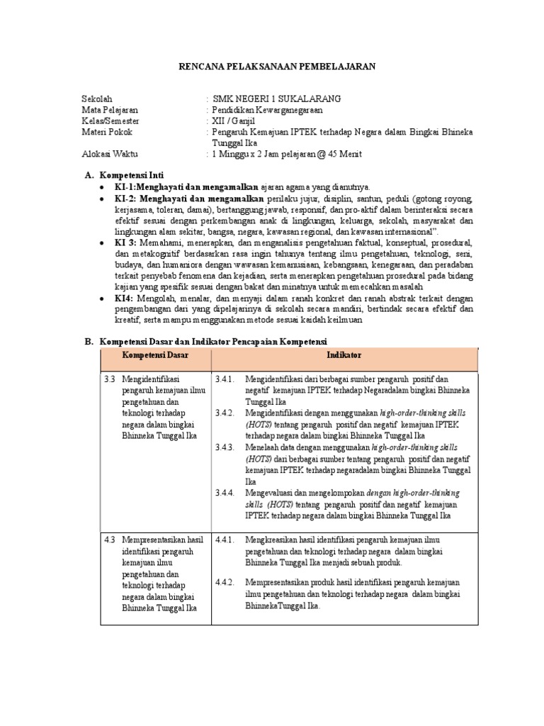 RPP Kelas XII PJBL - UCKE RG (Full) | PDF