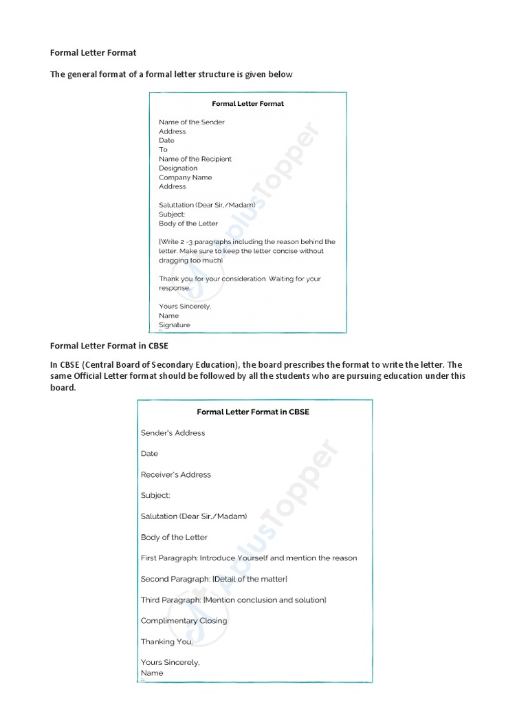 Formal Letter Format | PDF