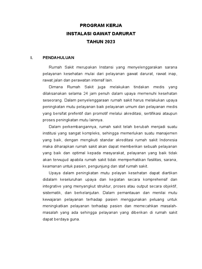 Program Kerja Igd 2023 | PDF