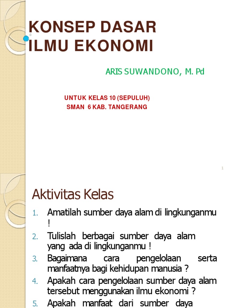 Bab 1 Konsep Dasar Ilmu Ekonomi | PDF