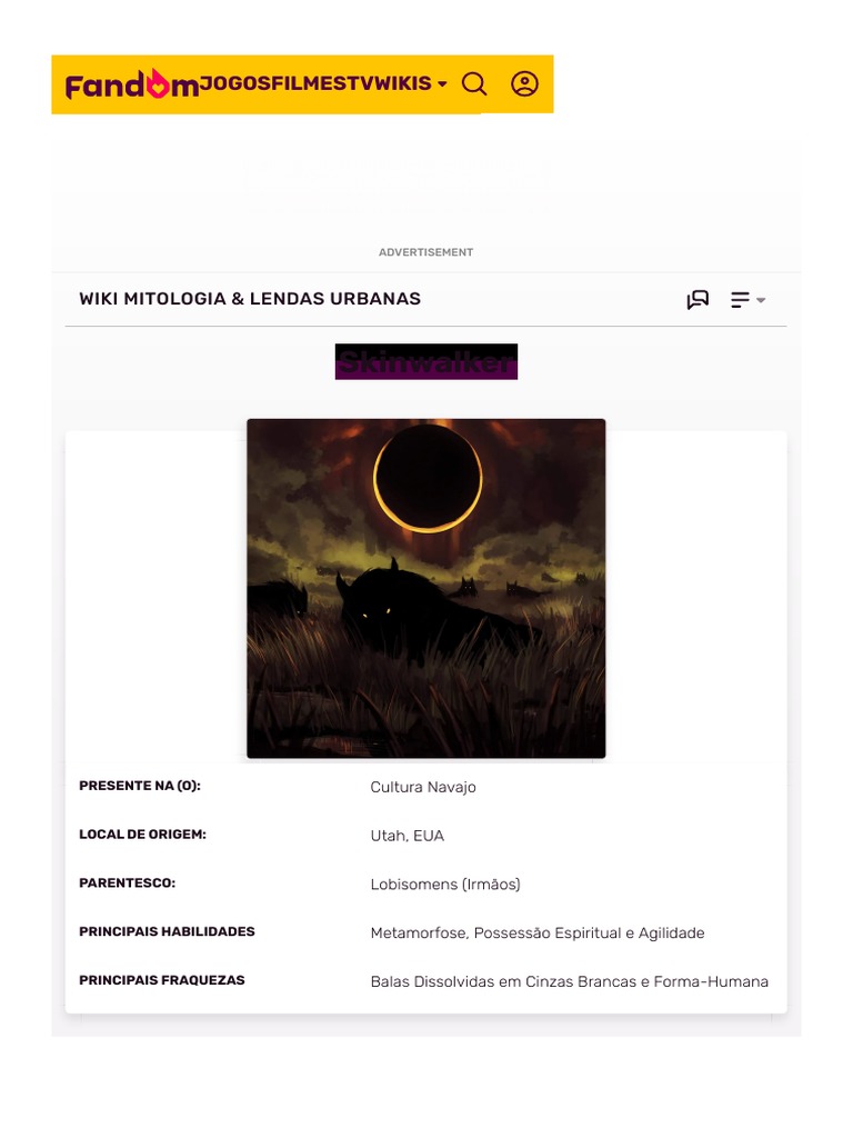 Skinwalker - Wiki Mitologia & Lendas Urbanas - Fandom | PDF