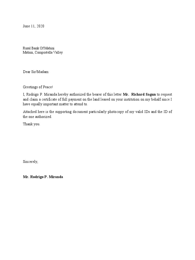 Authorization Letter | PDF