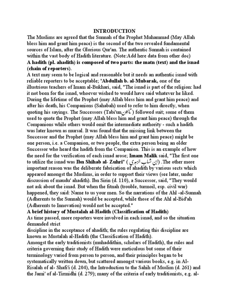 INTRODUCTION Hadith | PDF | Hadith | Theocracy