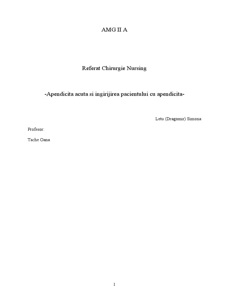 Referat Chirurgie Nursing | PDF