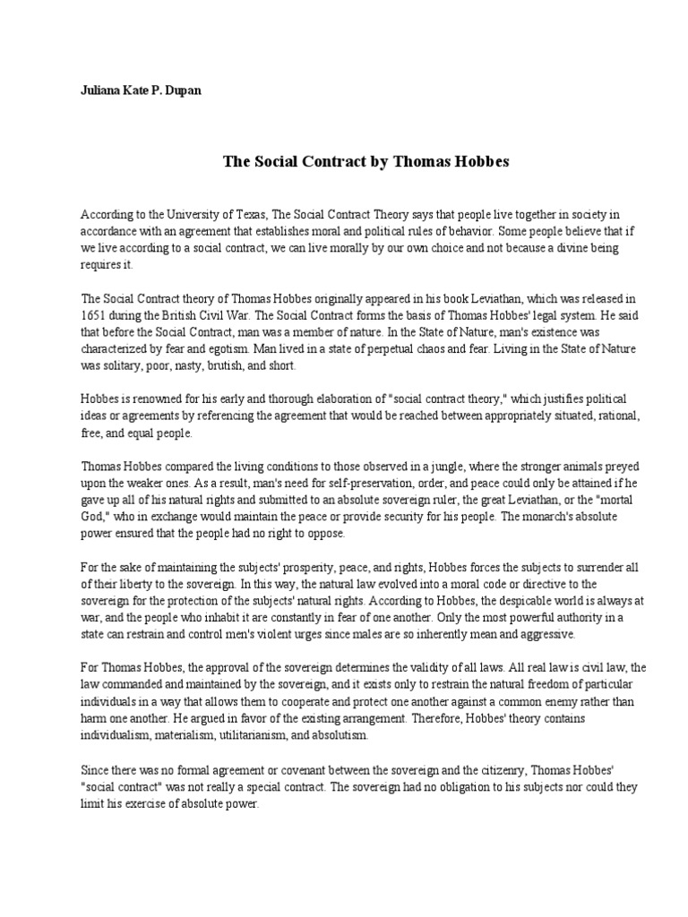 The Social Contract by Thomas Hobbes | PDF | Social Contract | Thomas ...