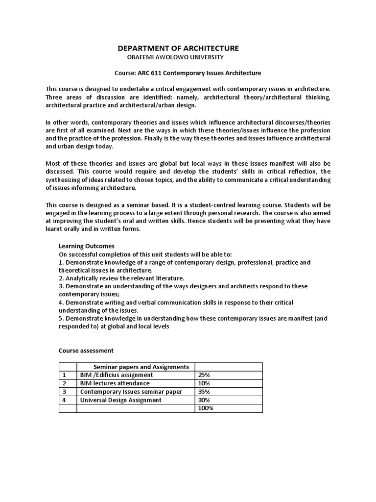 Contemporary Architecture Issues Course | PDF | Design | Theory